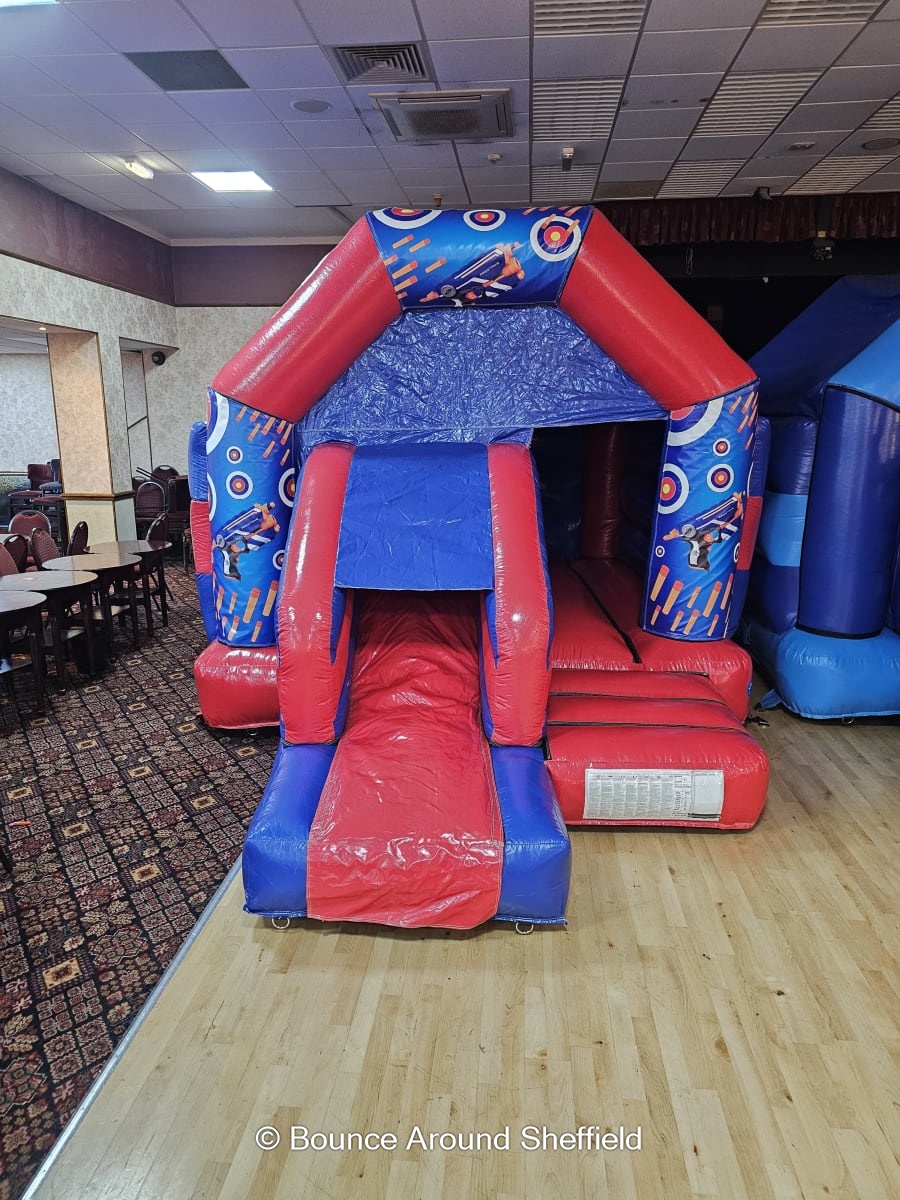 Nerf Red & Blue front slide and bounce 12ft x 16ft - Bouncy Castle Hire ...